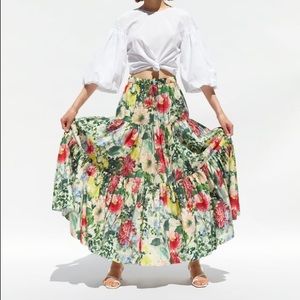 Zara | Skirts | Zara Floral Print Ruffled Skirt | Poshmark